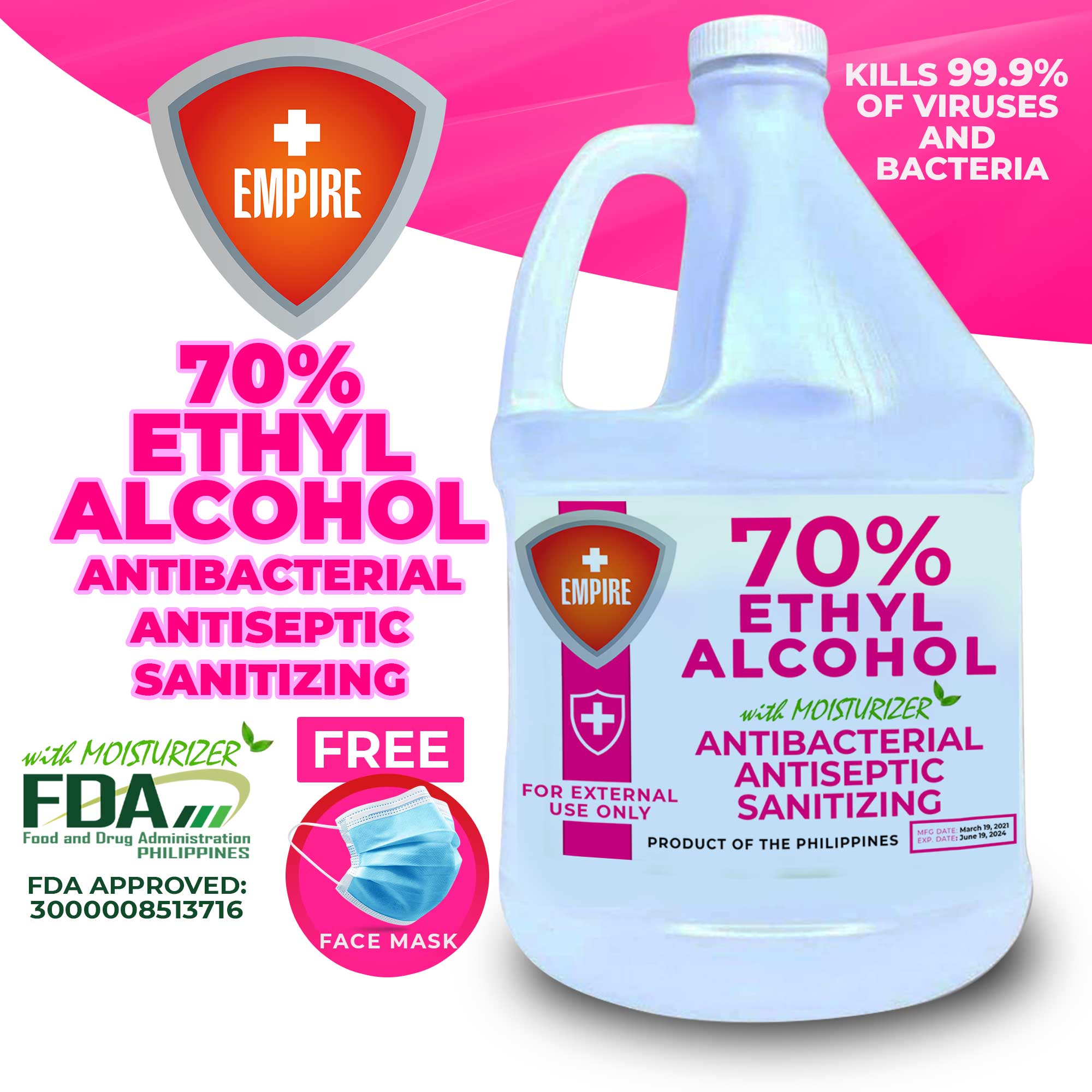 Empire 70% ETHYL ALCOHOL SOLUTION 1 GALLON | Lazada PH