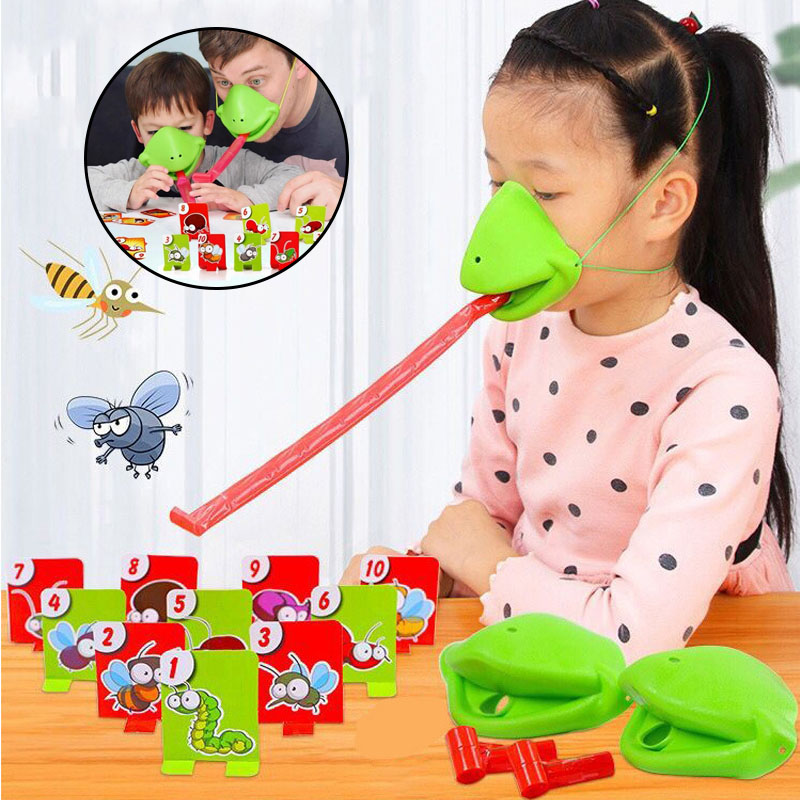Frog Tongue-Sticking Toy Lizard Mask Frog Two-player Card Game Desktop ...