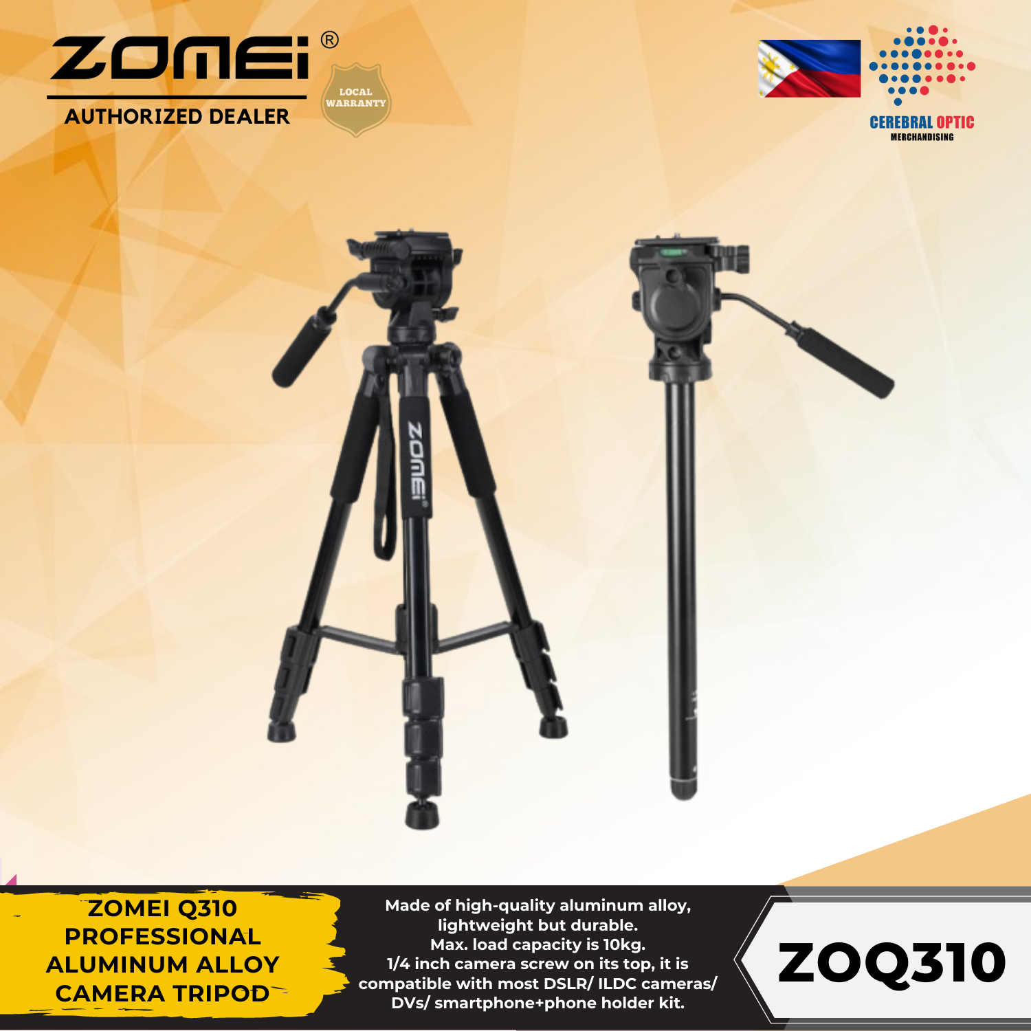 ZOMEI Q310 PROFESSIONAL ALUMINUM ALLOY CAMERA VIDEO TRIPOD - Cerebral ...