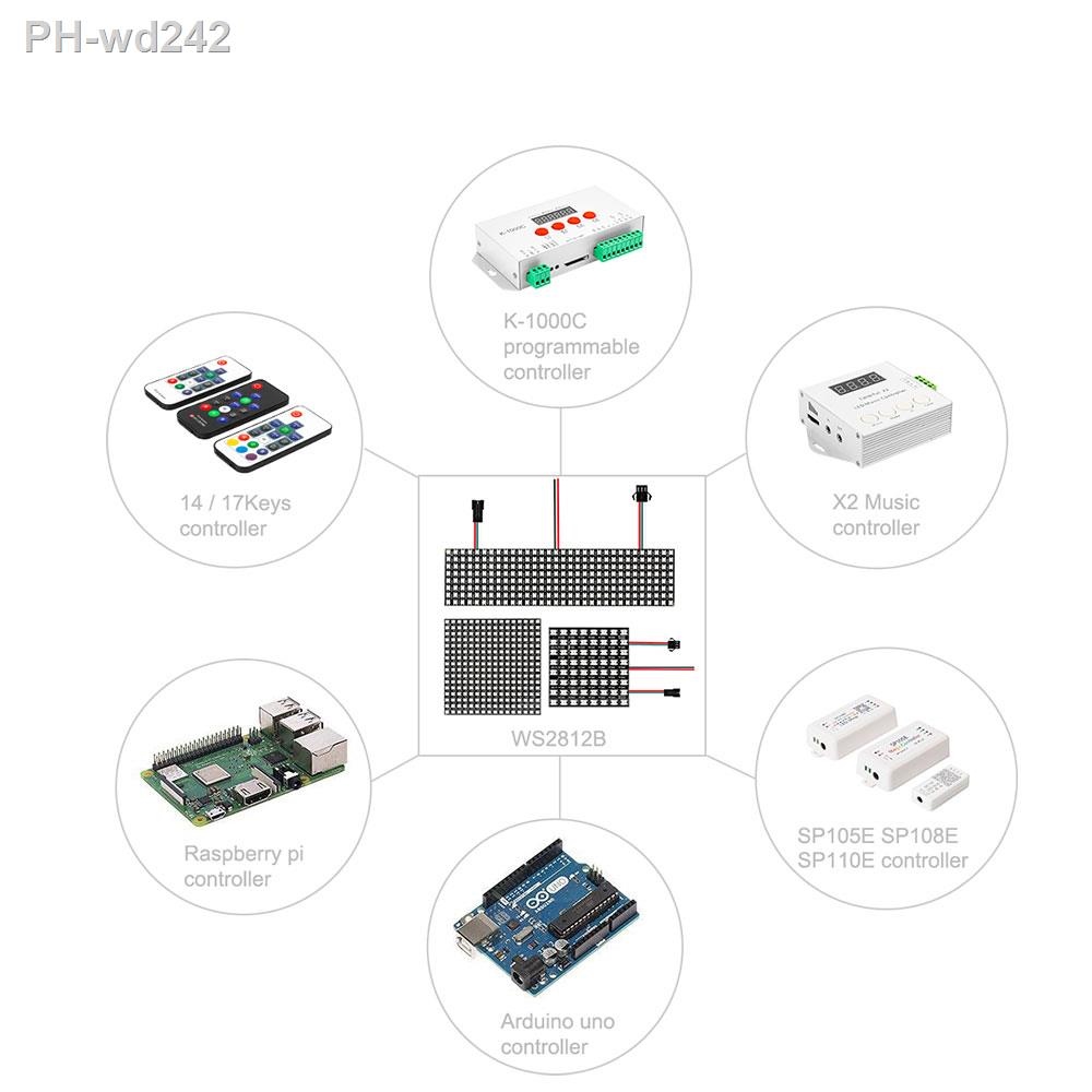 WS2812B RGB Flexible Pixel Led Module Panel 8x8/16x16/8x32 Matrix ...