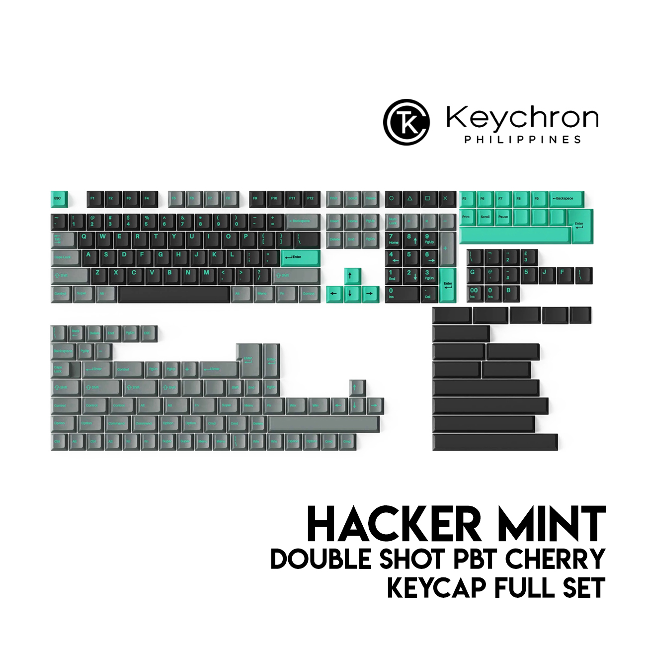 Keychron Double Shot PBT Full Set Keycap Set, Cherry Profile, Hacker ...