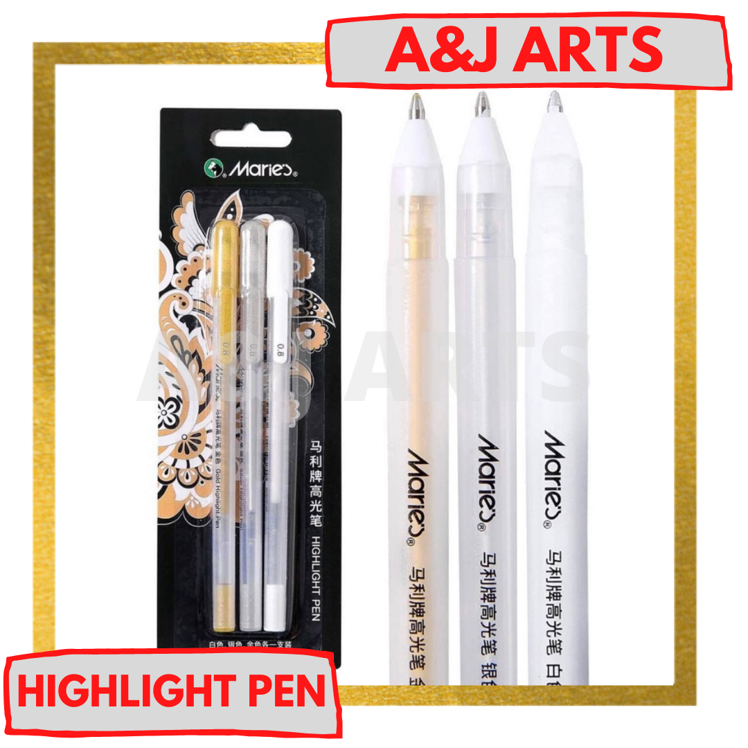 Marie's 0.8mm White/Gold/Silver Highlight Pen Suitable for Hook Line ...