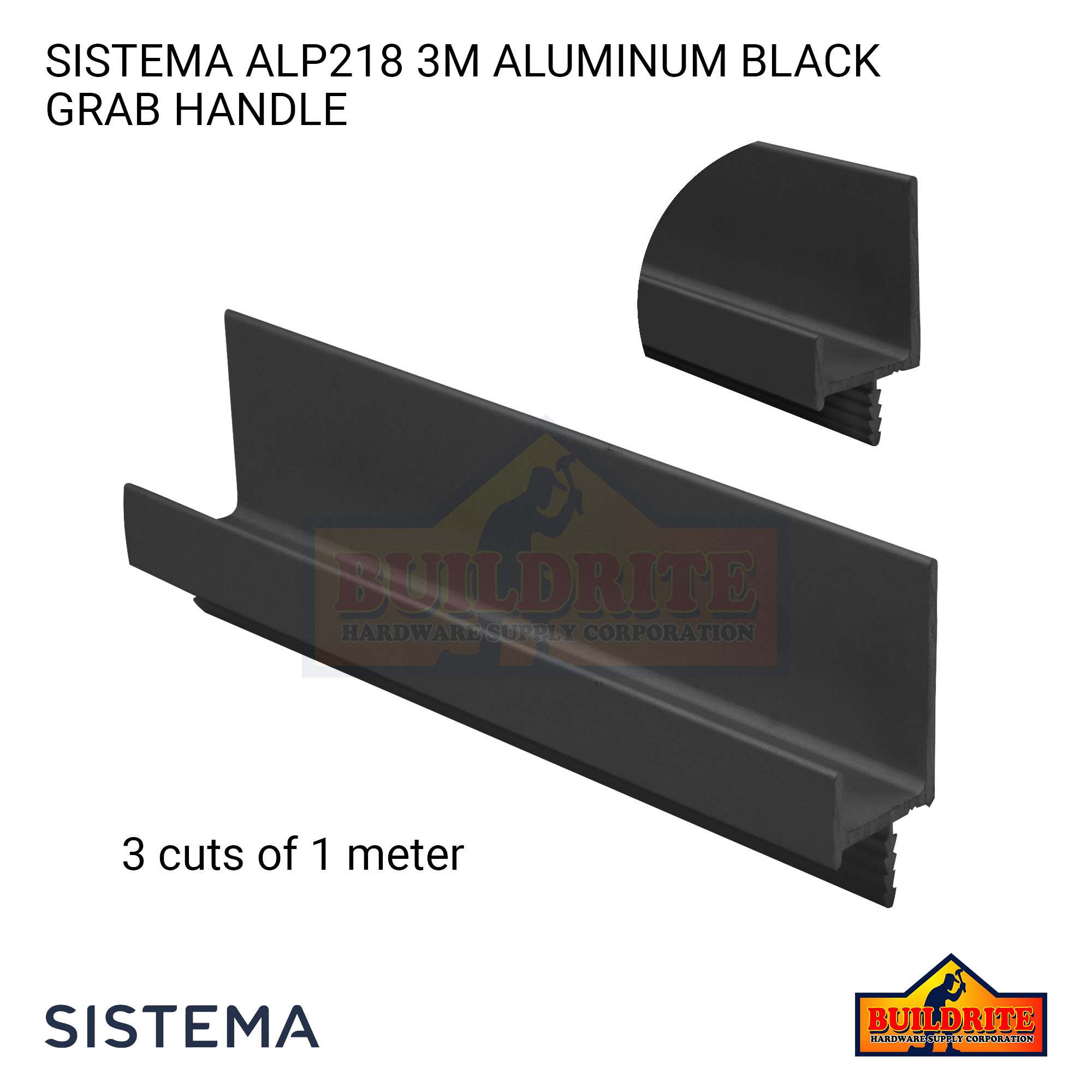 SISTEMA ALP218 3 Meters Aluminum Grab Handle Black | Lazada PH