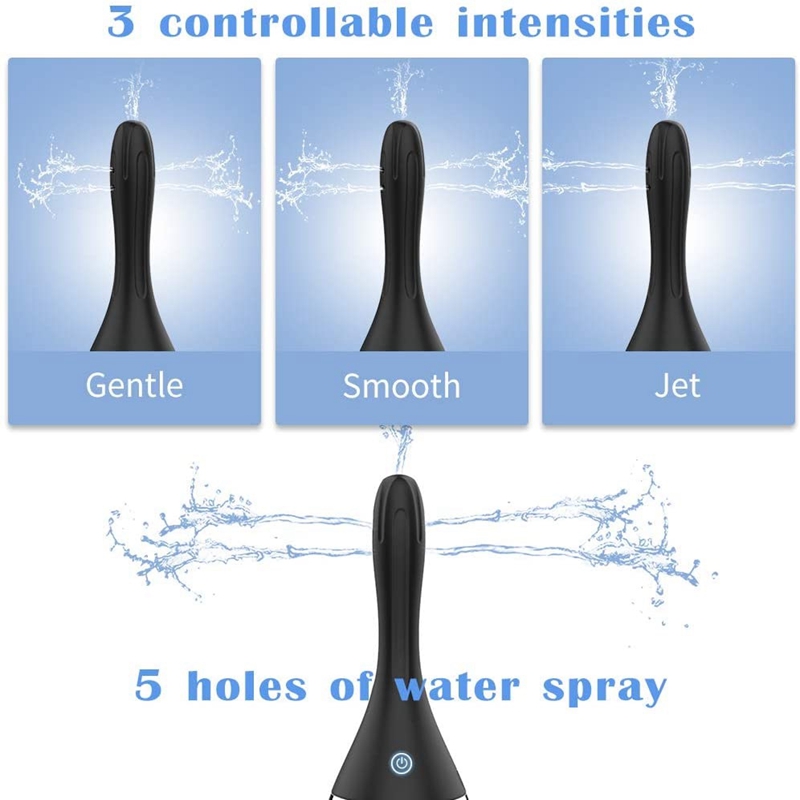 Rechargeable Anti Back-Flow Electric Enema Bulb with 3 Speeds Silicone ...