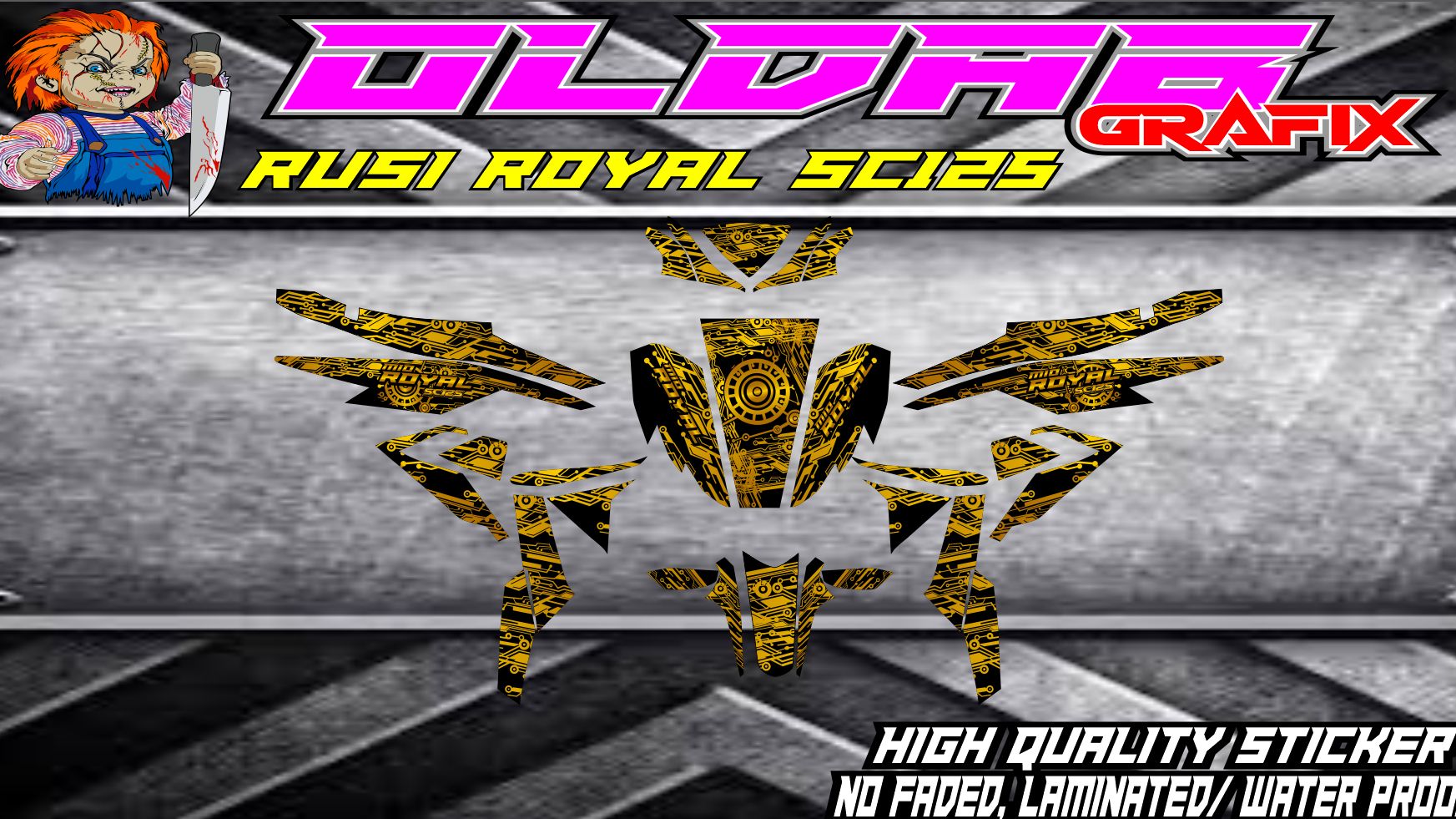 RUSI ROYAL SC125 DECAL STICKER, CIRCUIT, GOLD, 119 | Lazada PH