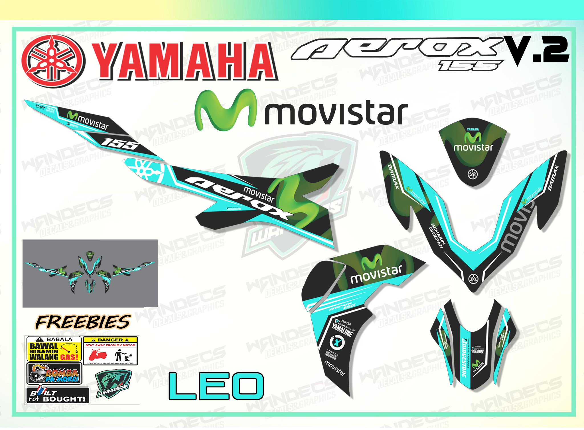 Yamaha Aerox V2 Decals - ( Fully Laminated -Gloss Vinyl high grade ...