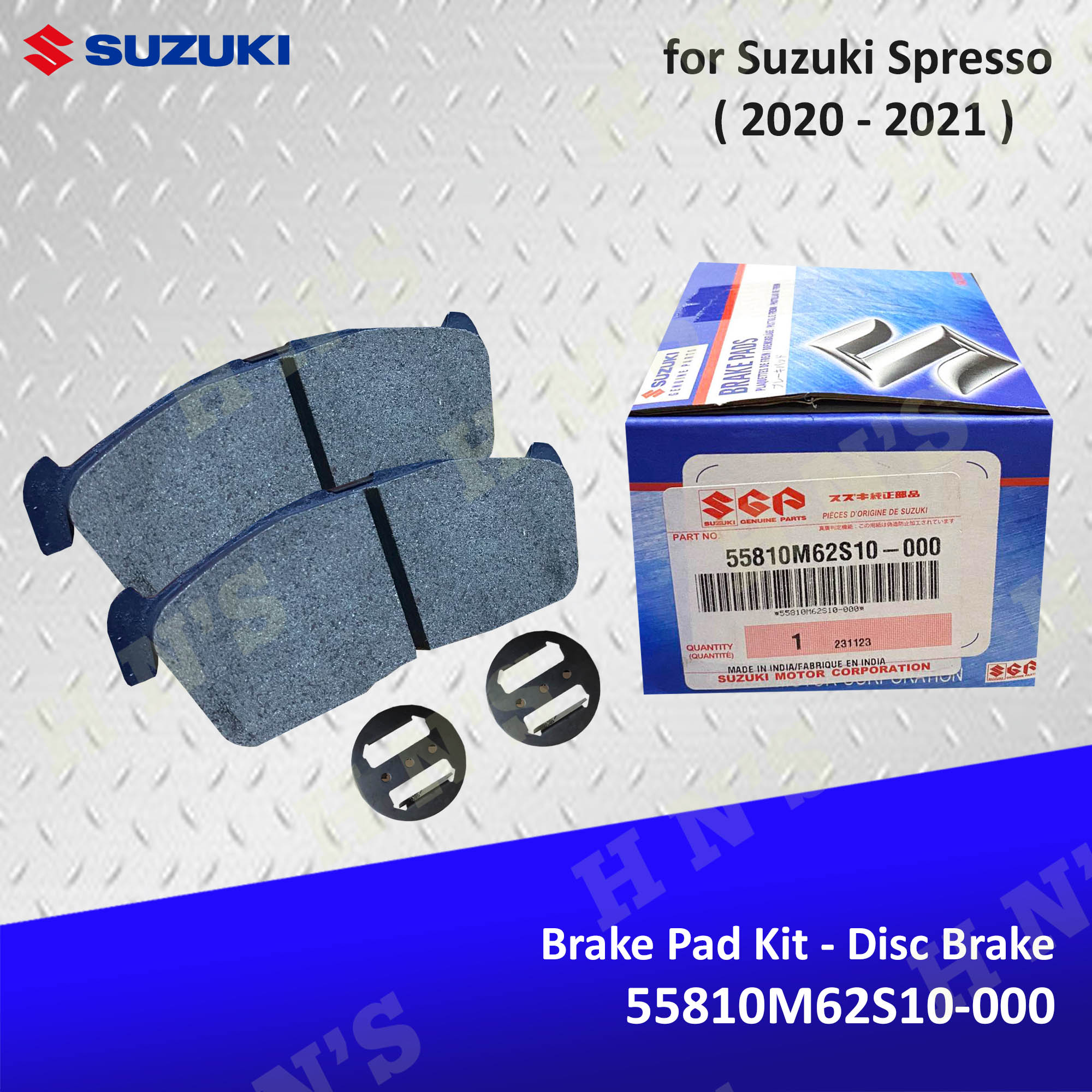 Suzuki Genuine Brake Pads for Suzuki Spresso 2020 - 2021 ( PN: 55810M62S10-000 ) 55810M62S10 ...