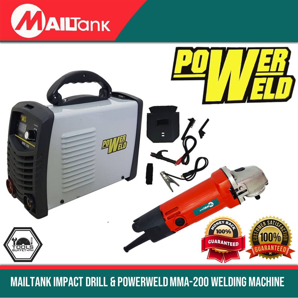 PowerWeld MMA-200 Inverter Welding Machine 200 Amp & Mailtank SH-01 ...
