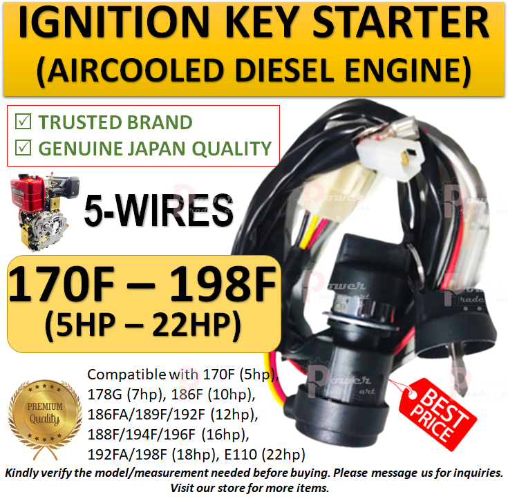 INGITION SWITCH KEY STARTER WITH 5 WIRINGS Aircooled Diesel Engine ...