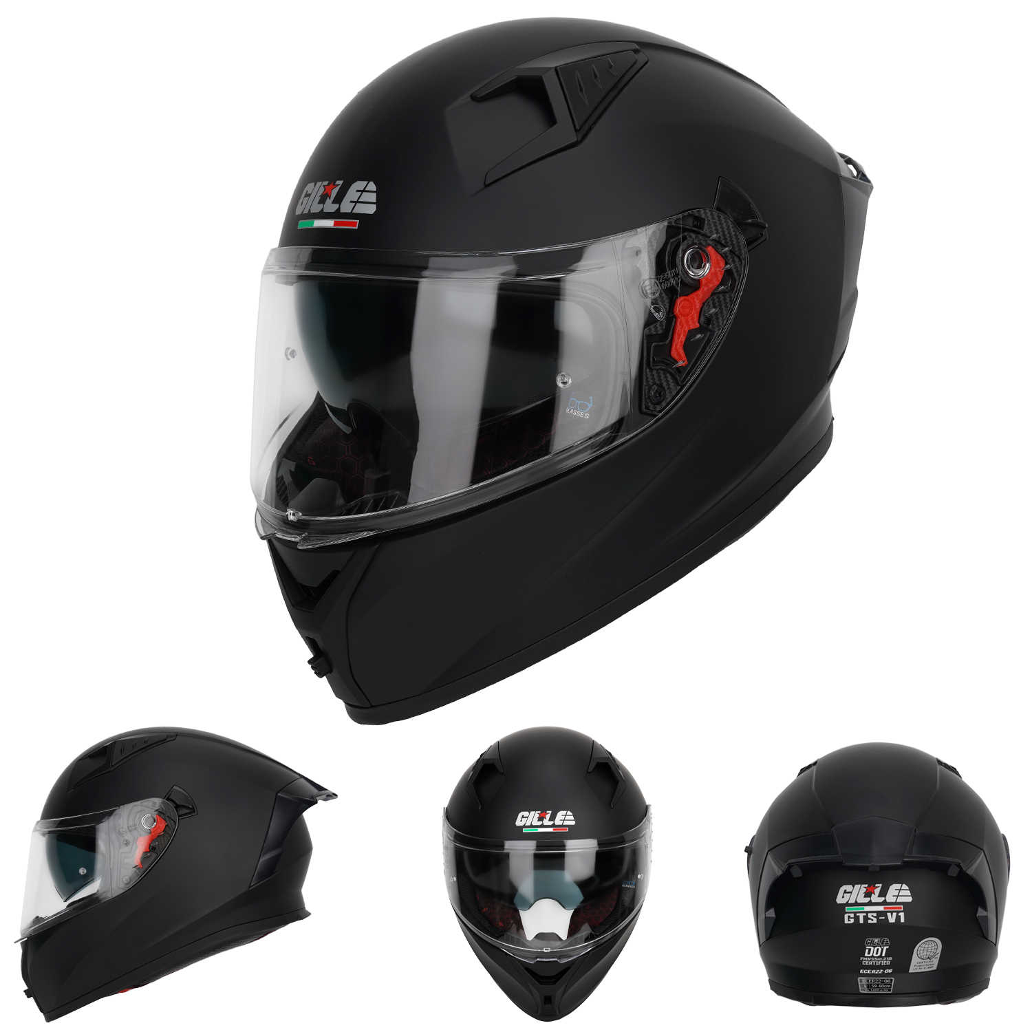 Gille Helmet 135 GTS V1 PLAIN Motorcycle Helmets Full Face Dual Visor ...