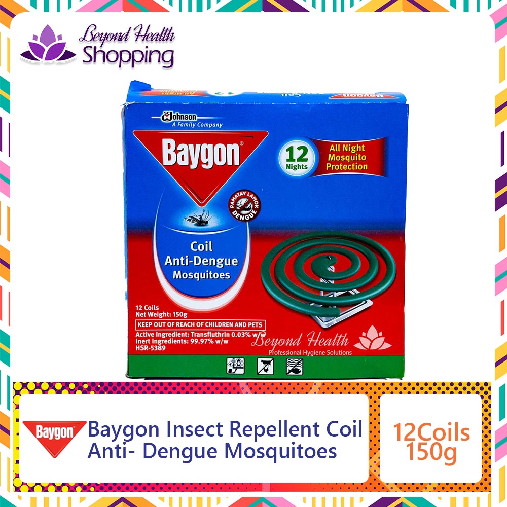 Baygon Insect Repellent Coil Anti-Dengue Mosquitos [12 Coils (150g ...