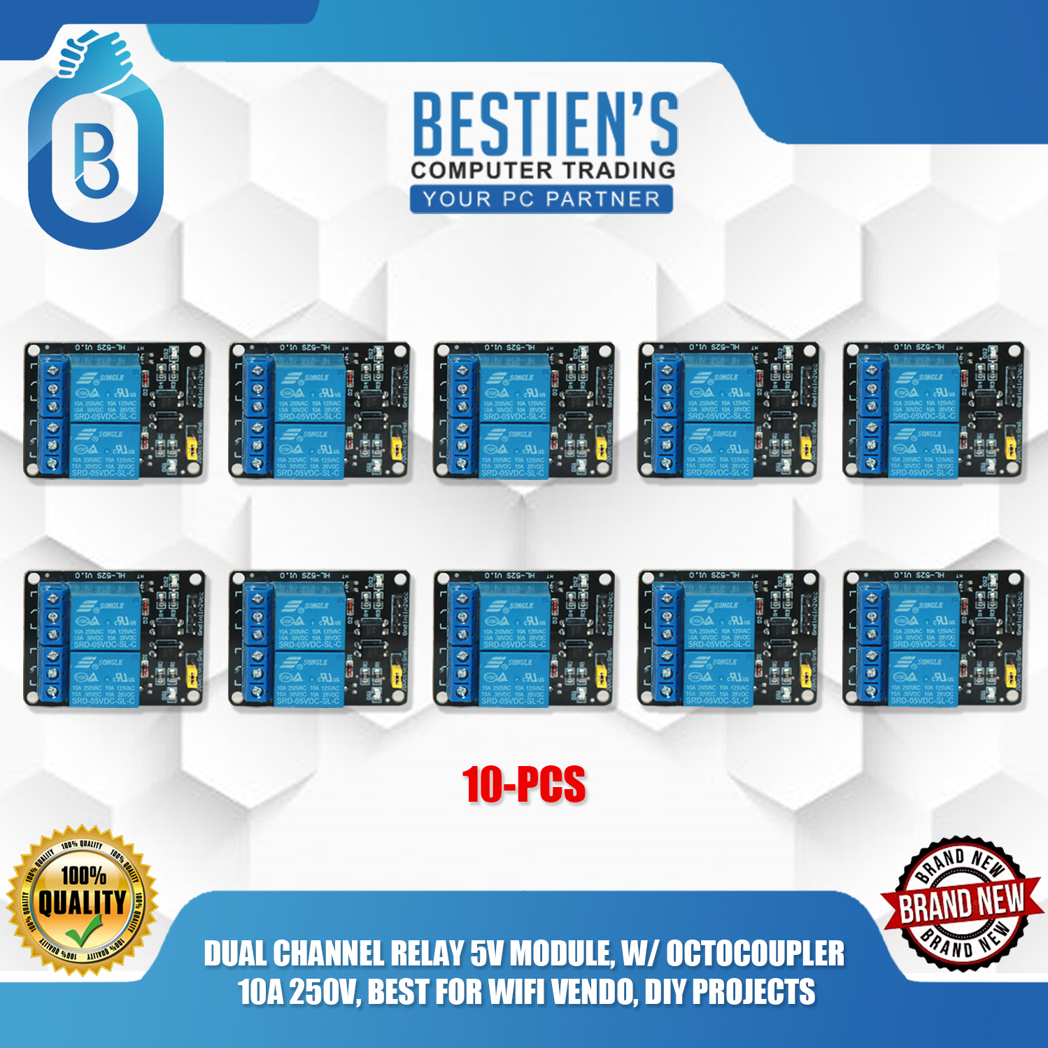 DUAL CHANNEL RELAY 5V MODULE, W/ OCTOCOUPLER 10A 250V, BEST FOR WIFI ...