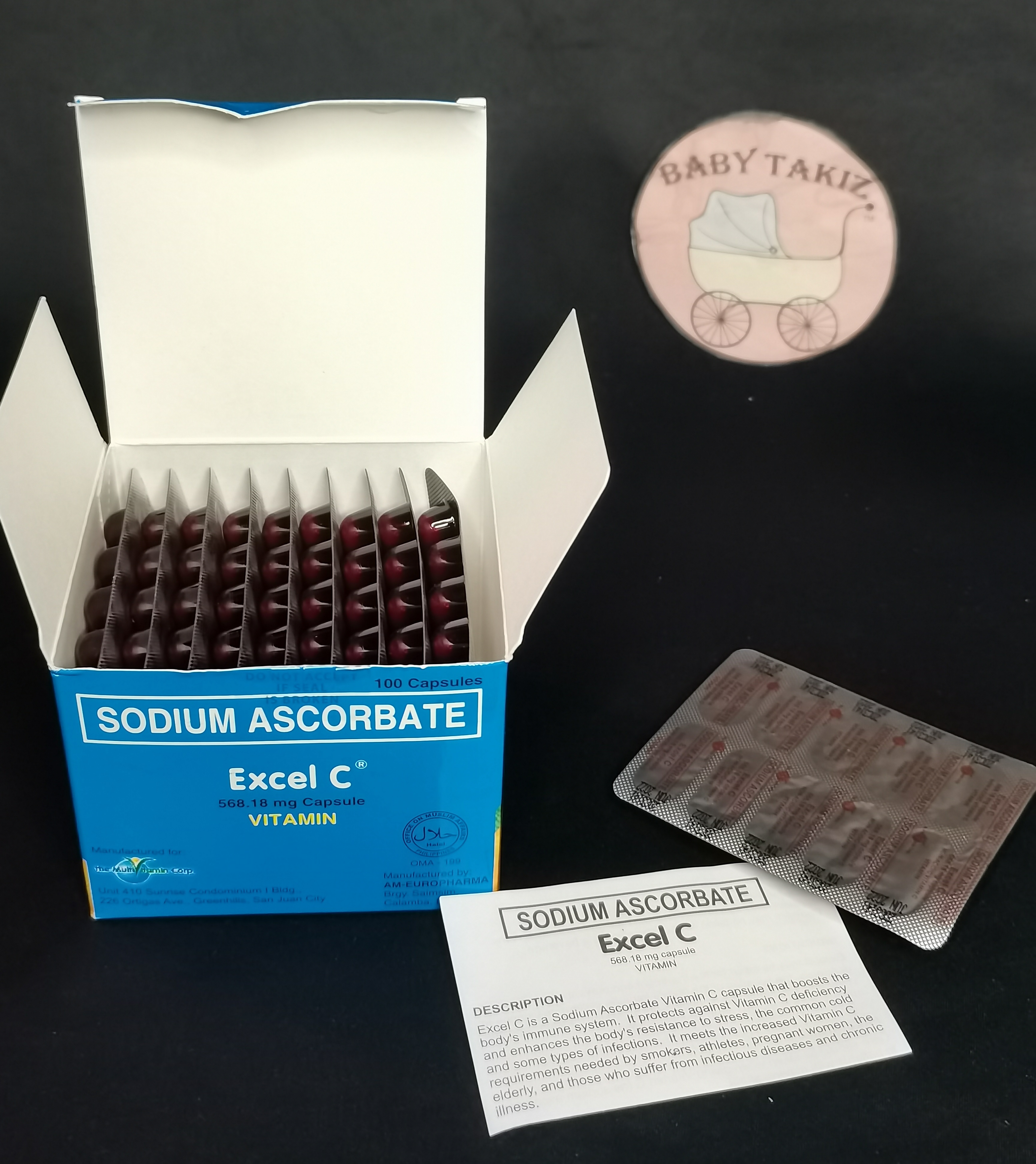 Vitamin C Sodium Ascorbate Excel C 568.18 mg CAPSULE BLISTER PACK x 10 ...