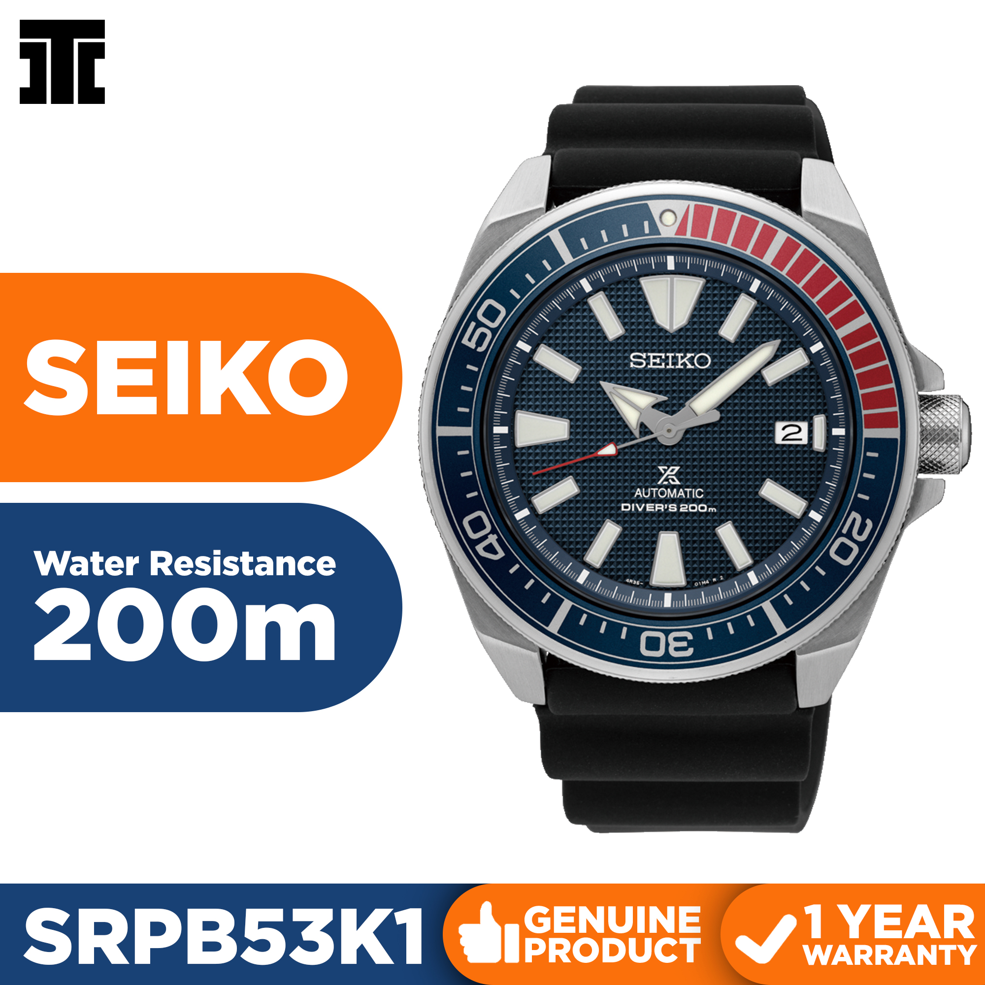 Seiko Prospex SRPB53 Samurai Pepsi Bezel 200m Divers Automatic Watch ...