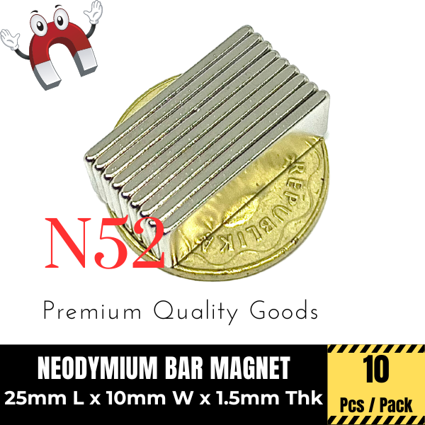 10 Pcs Neodymium Magnet 25mm L x 10mm W x 1.5mm H Super Strong Rare ...