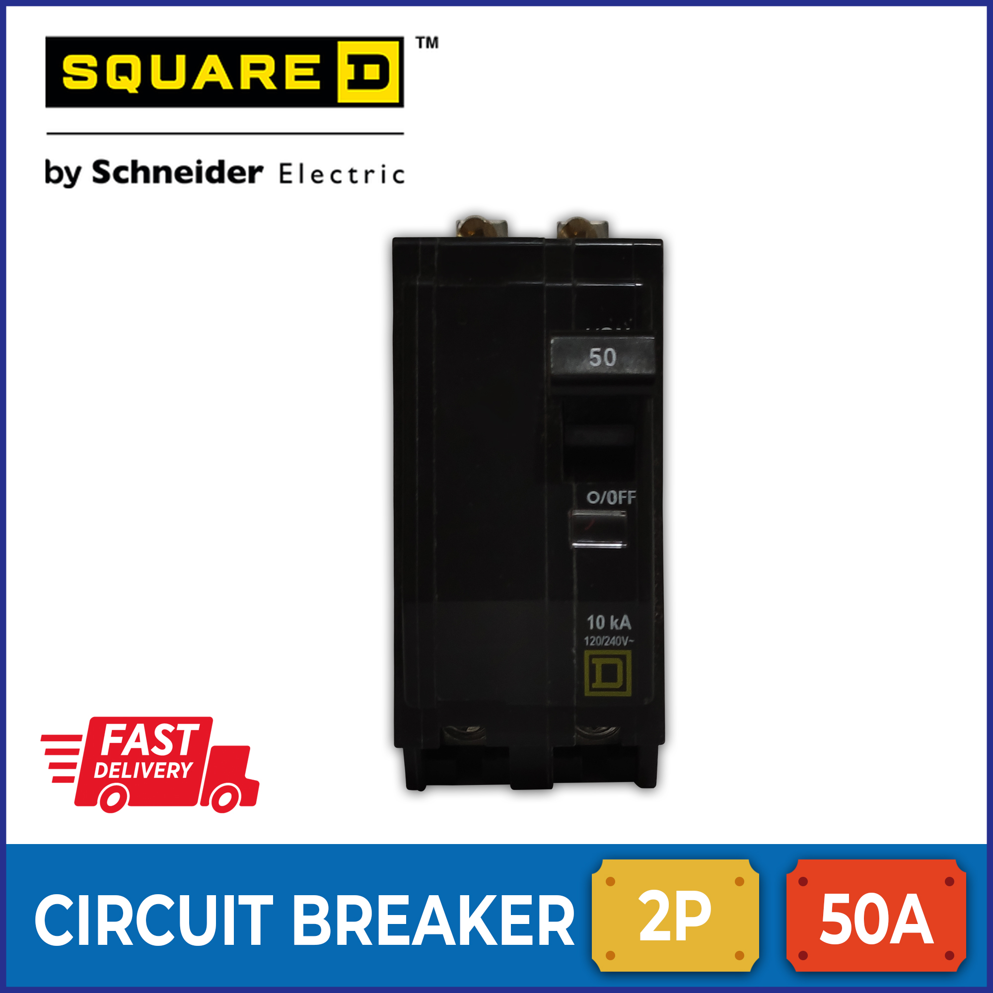 SQUARE D SCHNEIDER MINI CIRCUIT BREAKER QOB250 2P 50A | Lazada PH