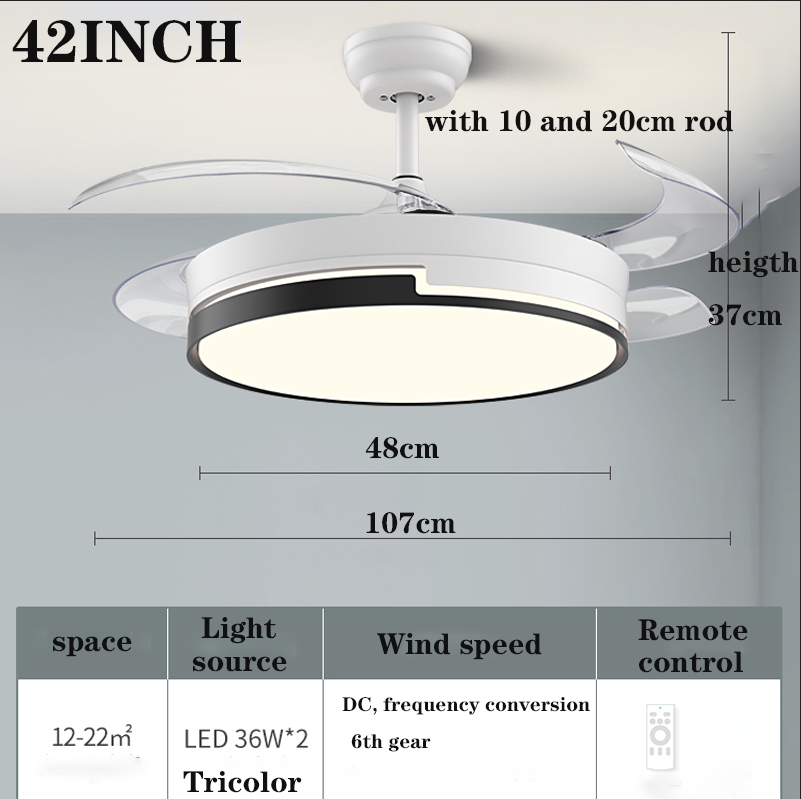 【Manila stock, COD】 Ceiling Fan Light 42inch Invisible Ceiling Fan With ...