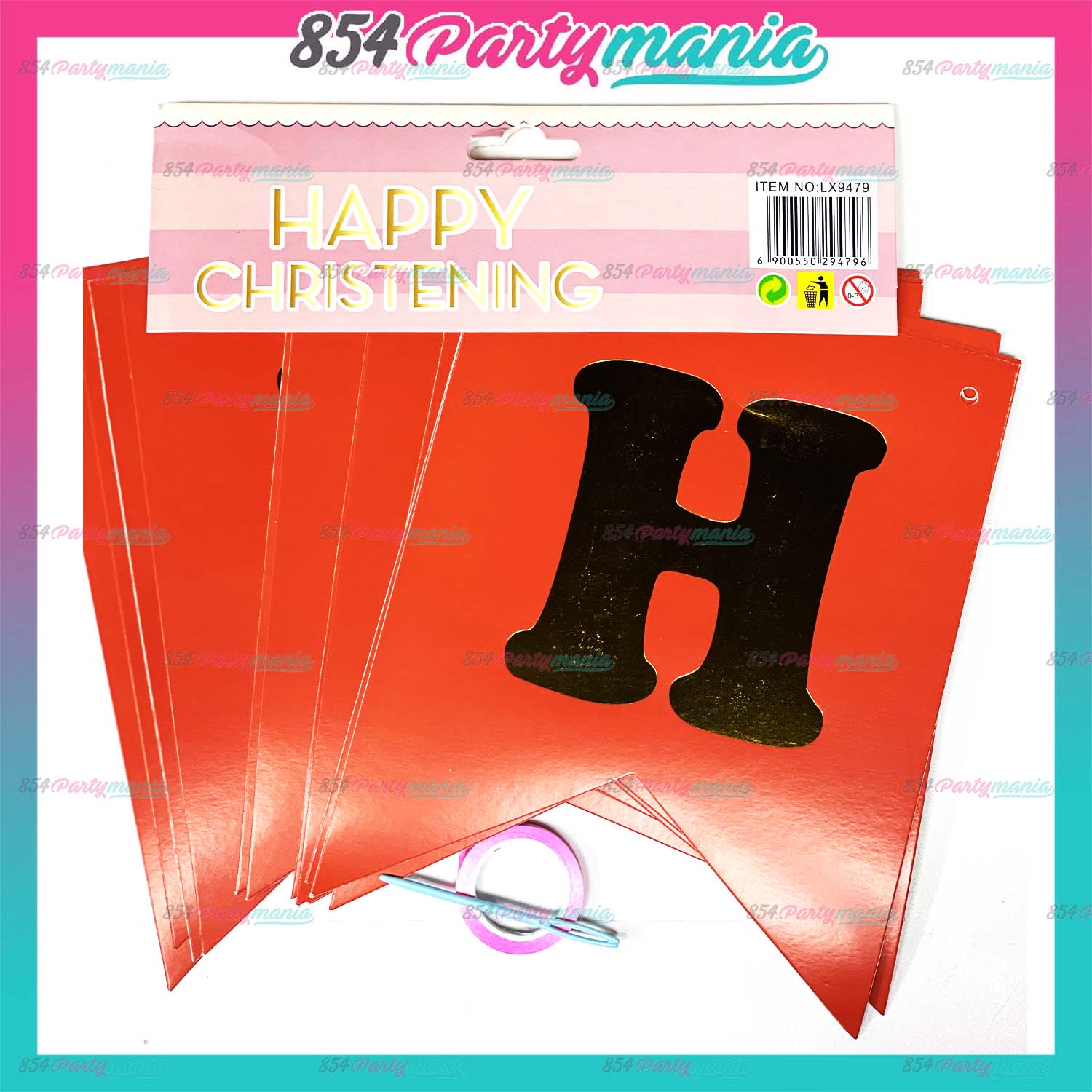 Happy Christening Banner Banderitas baby christening with gold print ...