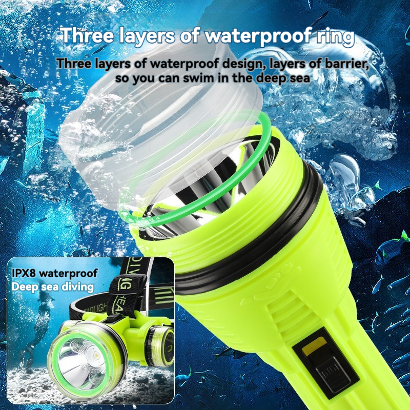 Diving Flashlight Rechargeable Professional Waterproof Flashlight Led ...