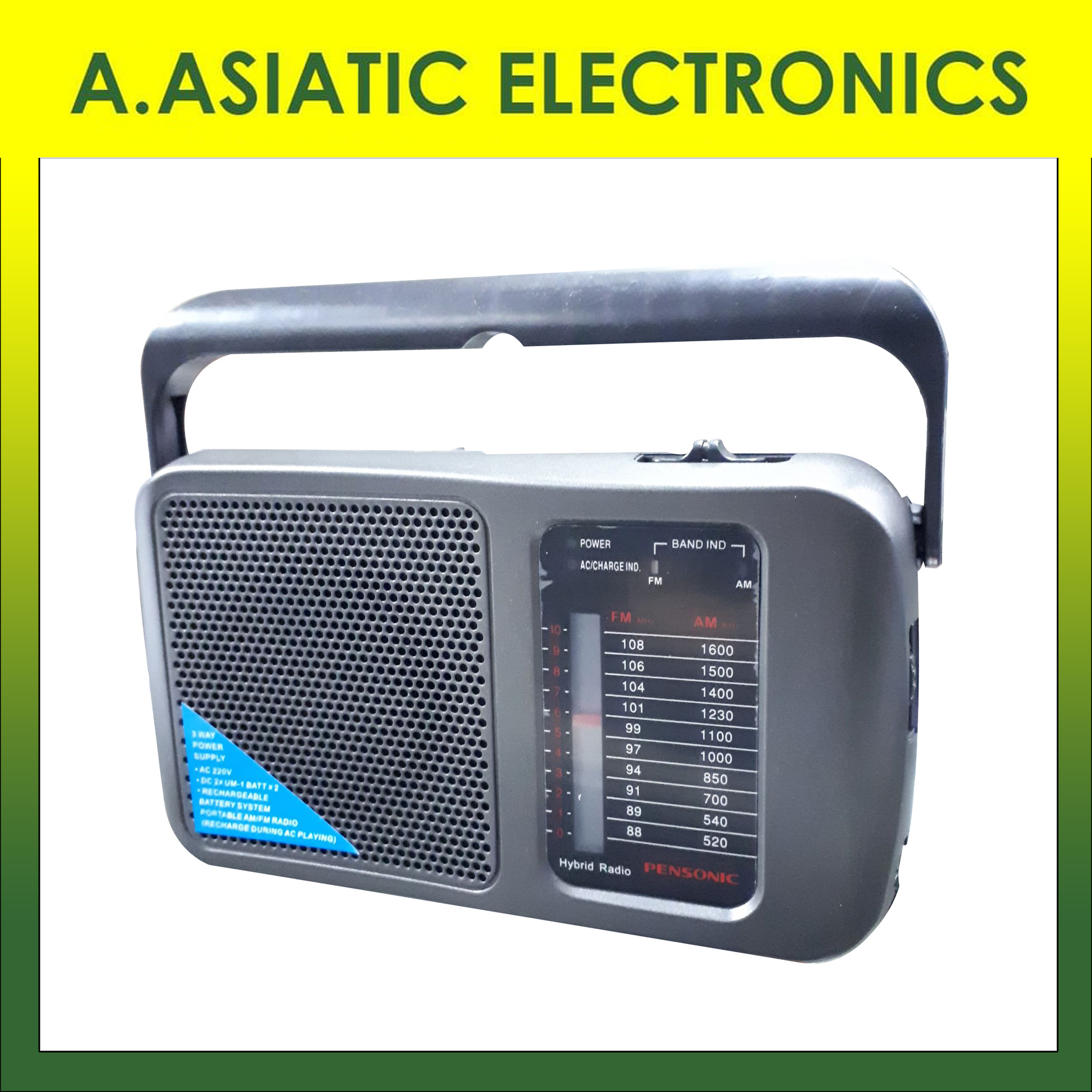 Pensonic Hybrid Radio (Portable Radio) AM/FM with Rechargeable Power ...