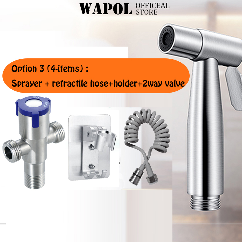 Wapol Bidet Sprary Set With Retractile Sprary Hose Spring Hose With 2 ...