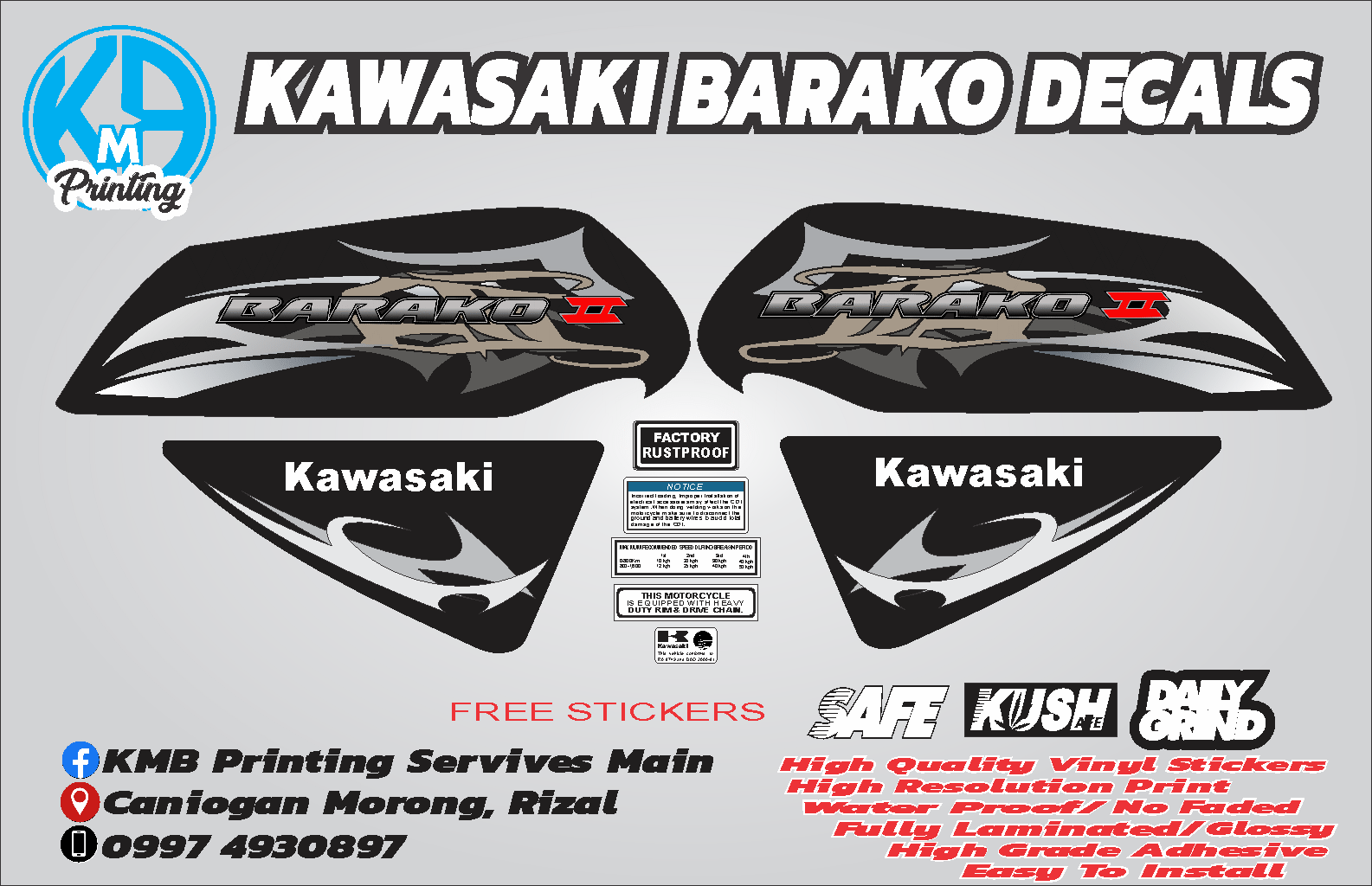 Kawasaki Barako 2 Sticker Decals | Lazada PH