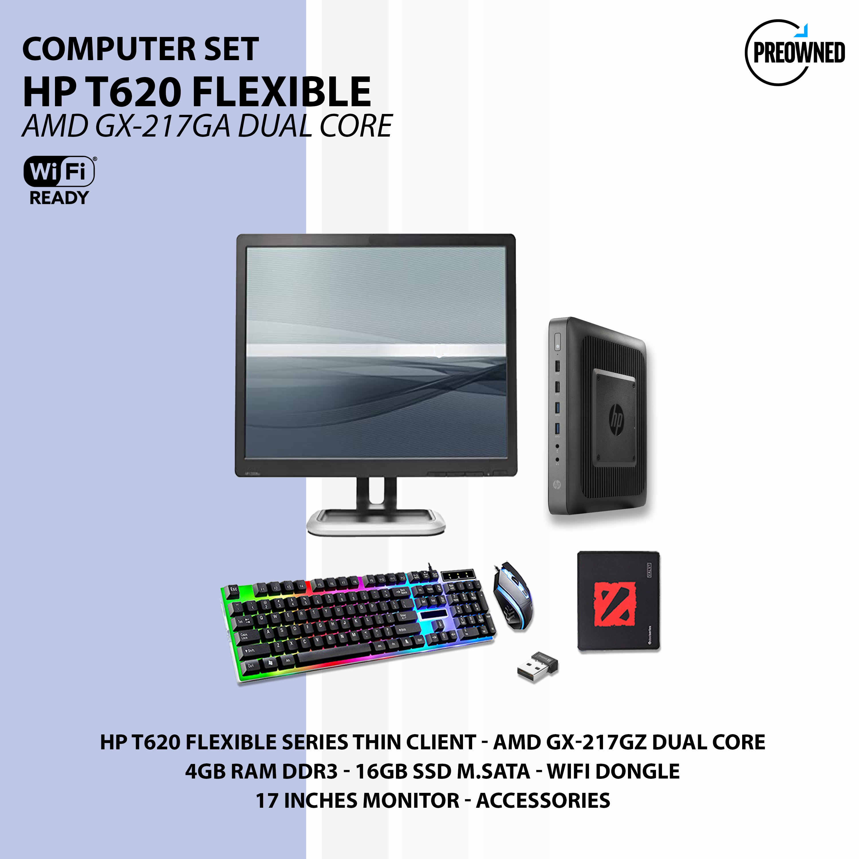 MINI DESKTOP ( HP T620 Flexible Thin / AMD GX-217GA Dual Core / Radeon ...