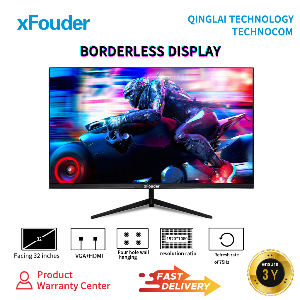 YUNSI 32 Inch Monitor 75hz Flat 250nits DP+HDMI Framless Flat FHD ...