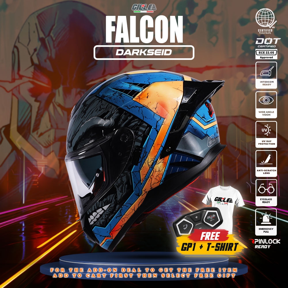 Gille 883 Falcon Full Face Dual Visor Double D Ring Lock Helmet | Lazada PH