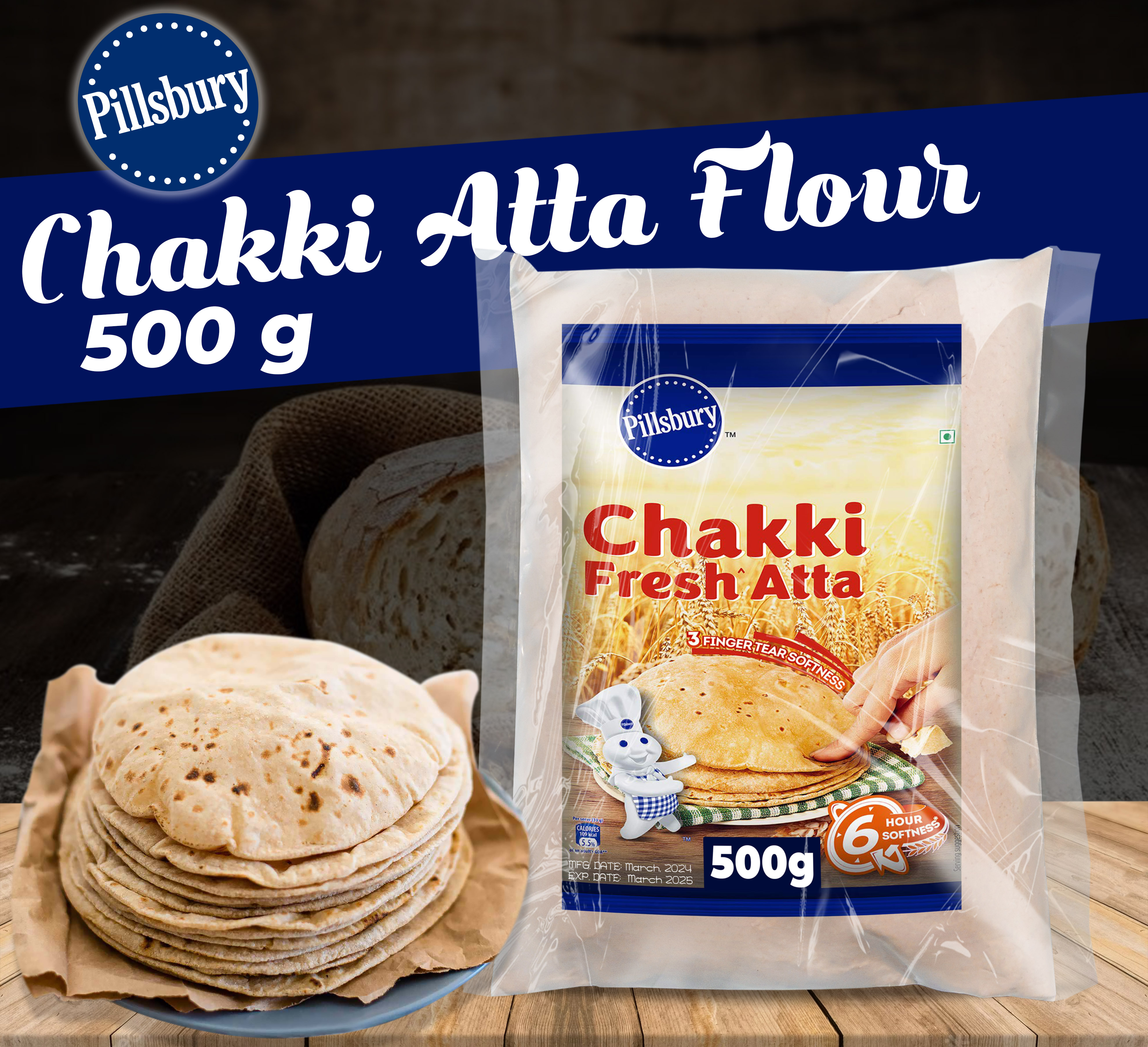 Pillsbury Chakki Atta Fresh Flour 500g - Pouch | Lazada PH