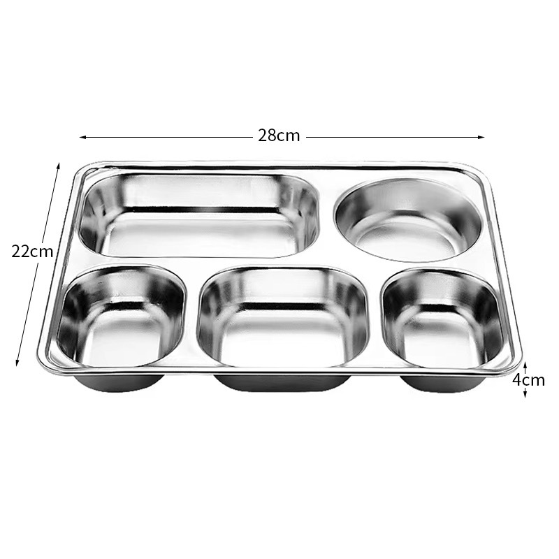 304 Stainless Steel Dinner Plate Student Canteen Divided Plate Children ...