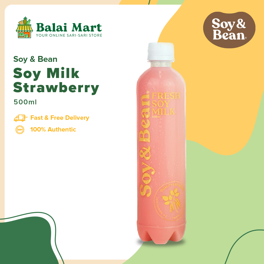 Soy & Bean Soy Milk - Strawberry 500ml - Plant-Based Drink / Beverage ...