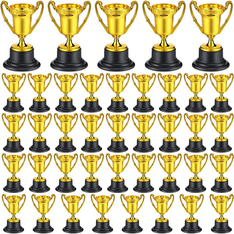 40Pcs Golden Award Trophy Cups Plastic Gold Trophies Mini Awards and ...