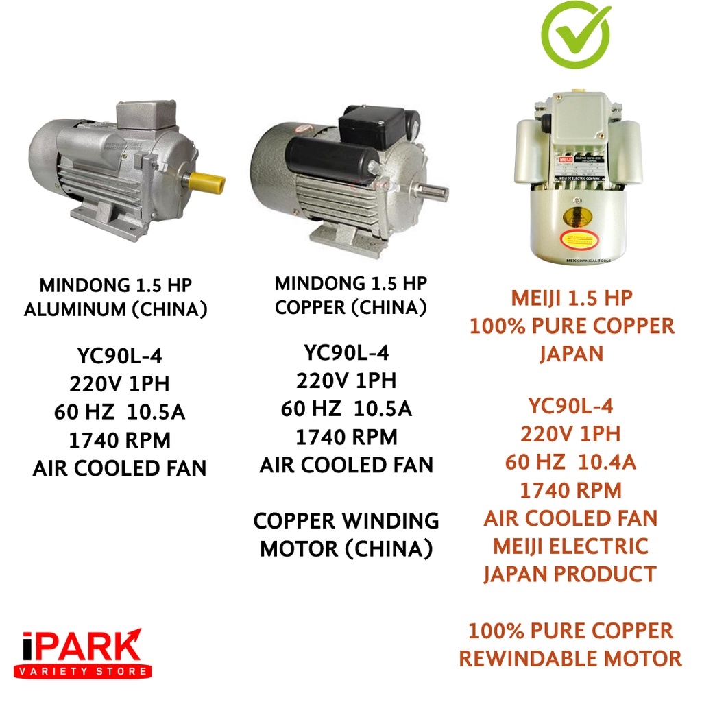 on sale ℗ COPPER JAPAN Induction Motor 1.5 HP Meiji Mindong Electric ...