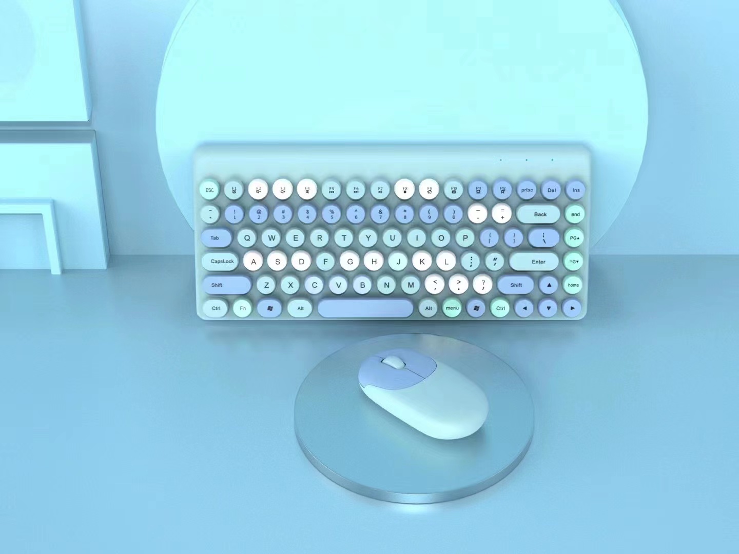 Qw02 Retro Keyboard And Mouse Set Wireless For Office Gaming Desktop