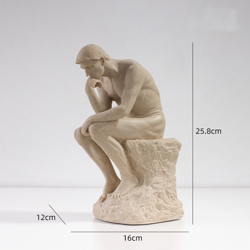 Home Fine 10\" Resin The Thinker Statue Famous Thinking Man Sculptures ...