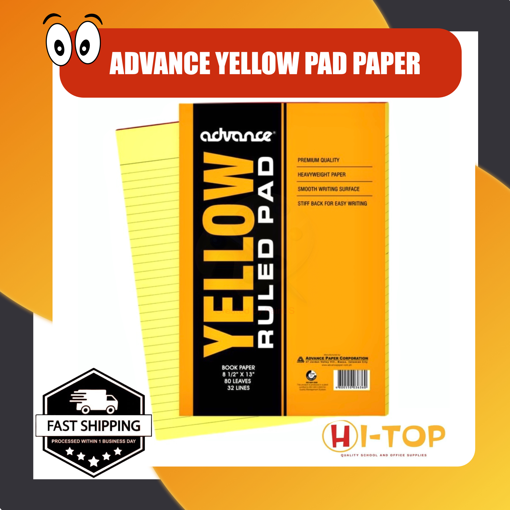 Yellow Pad Paper Long Writing Pad Sold per ream(10pads) Victory l ...