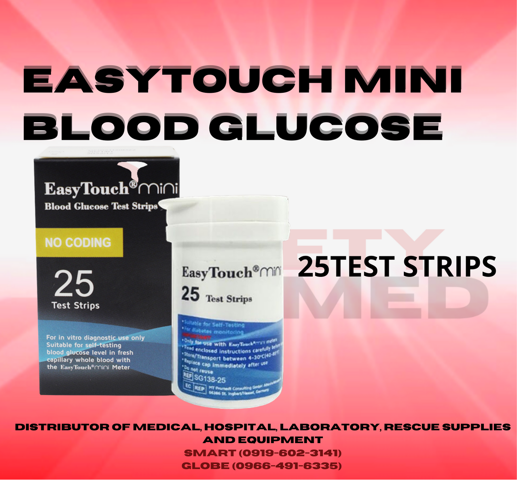 EASYTOUCH BLOOD GLUCOSE MINI STRIPS 25PIECES/BOX | Lazada PH
