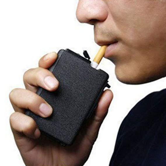 Black Cigarette case Cigarette box with integrated lighter Cigarette ...