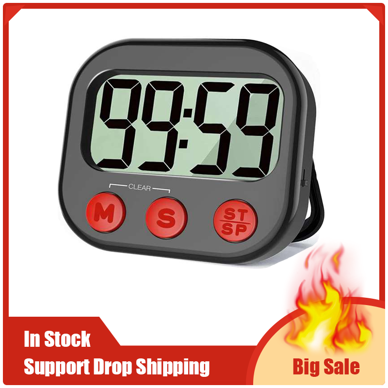 Kitchen Timer, Digital Visual Timer Magnetic Clock Stopwatch Countdown Timer, Large LCD Screen ...