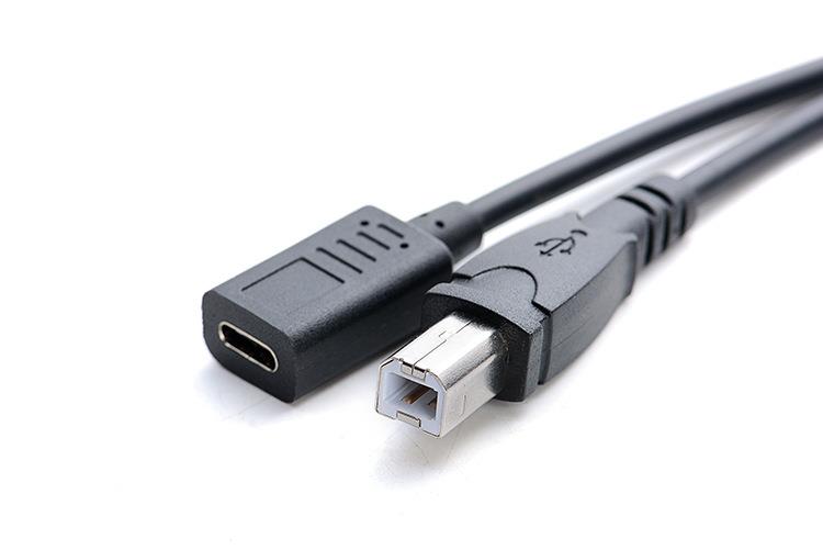 Type C Female Connector To USB 2.0 B Type Male Data Cable Adapter For ...