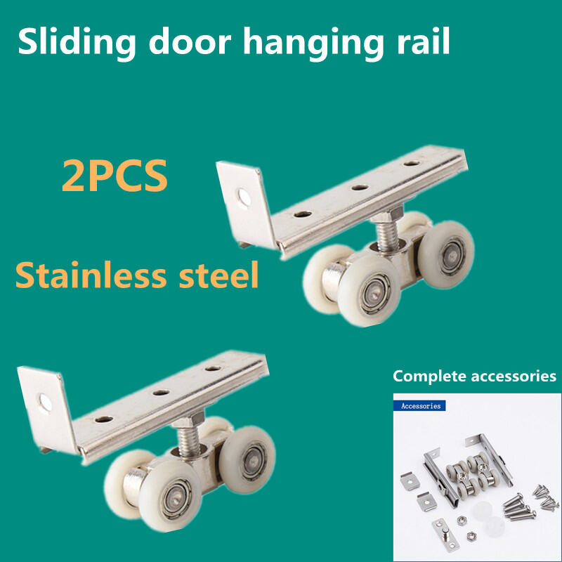 Track Pulley 4 Wheels 2Pcs/set Sliding Door Roller Home Room Wood Door ...
