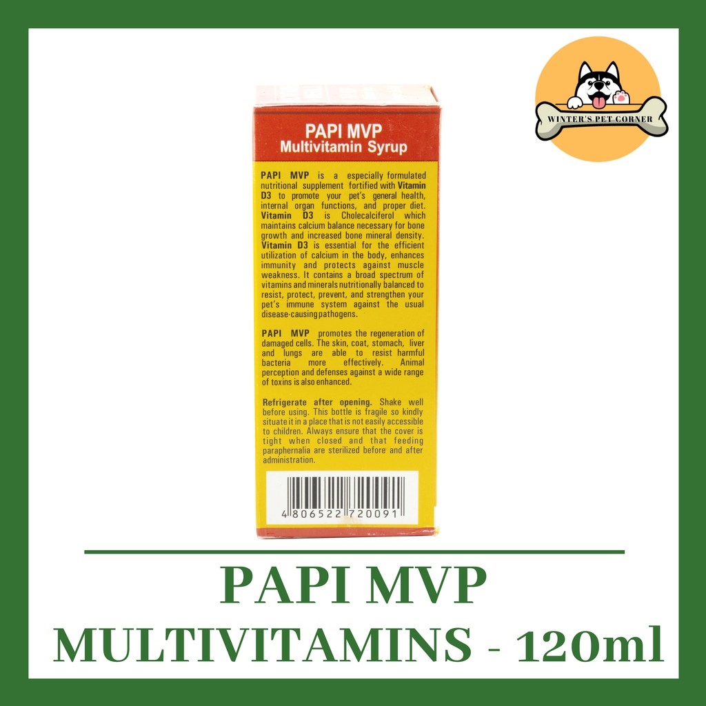 Papi MVP Multivitamins Syrup for Pets - Vanilla Flavor - 120ml | Lazada PH