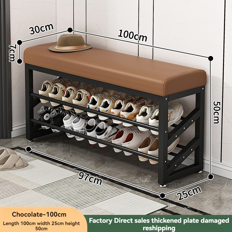 Steel Shoe Rack Simple Rack Home Indoor Storage With Soft Cushion Shoe ...
