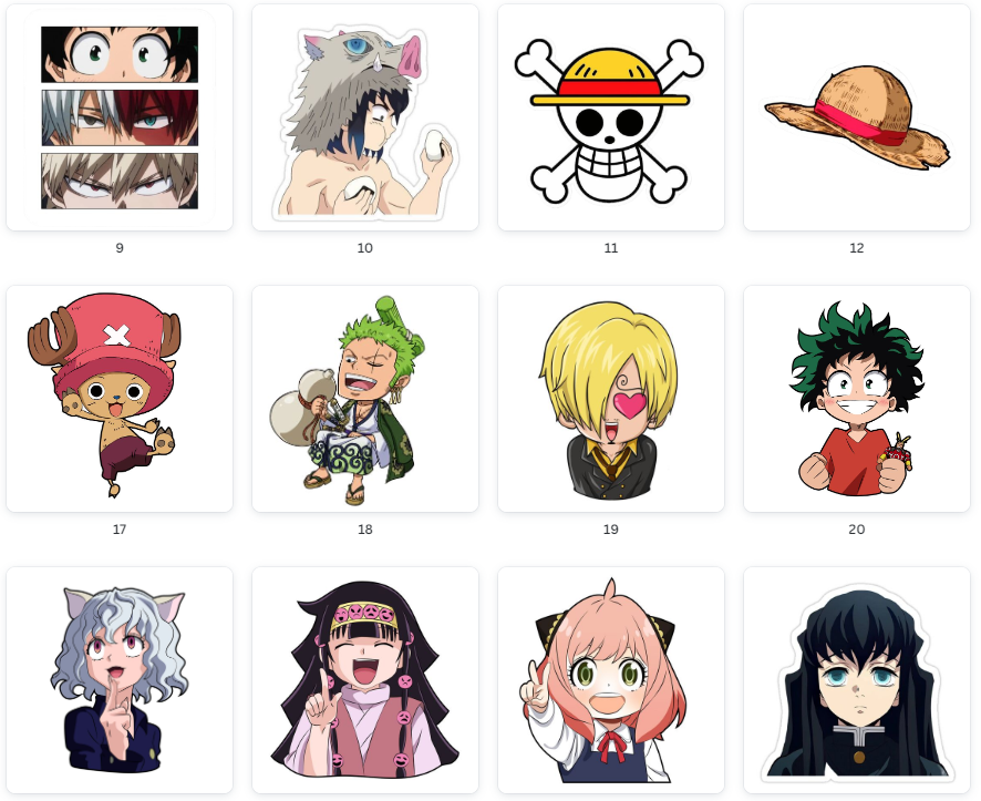 50 pcs Anime Sticker | One piece | Naruto | Black Clover | Demon Slayer ...