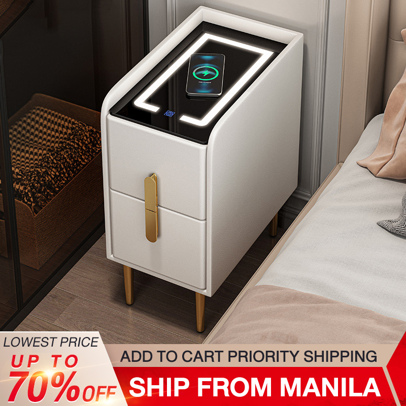 BAIERDI Smart nightstand bedroom simple multifunctional with light ...