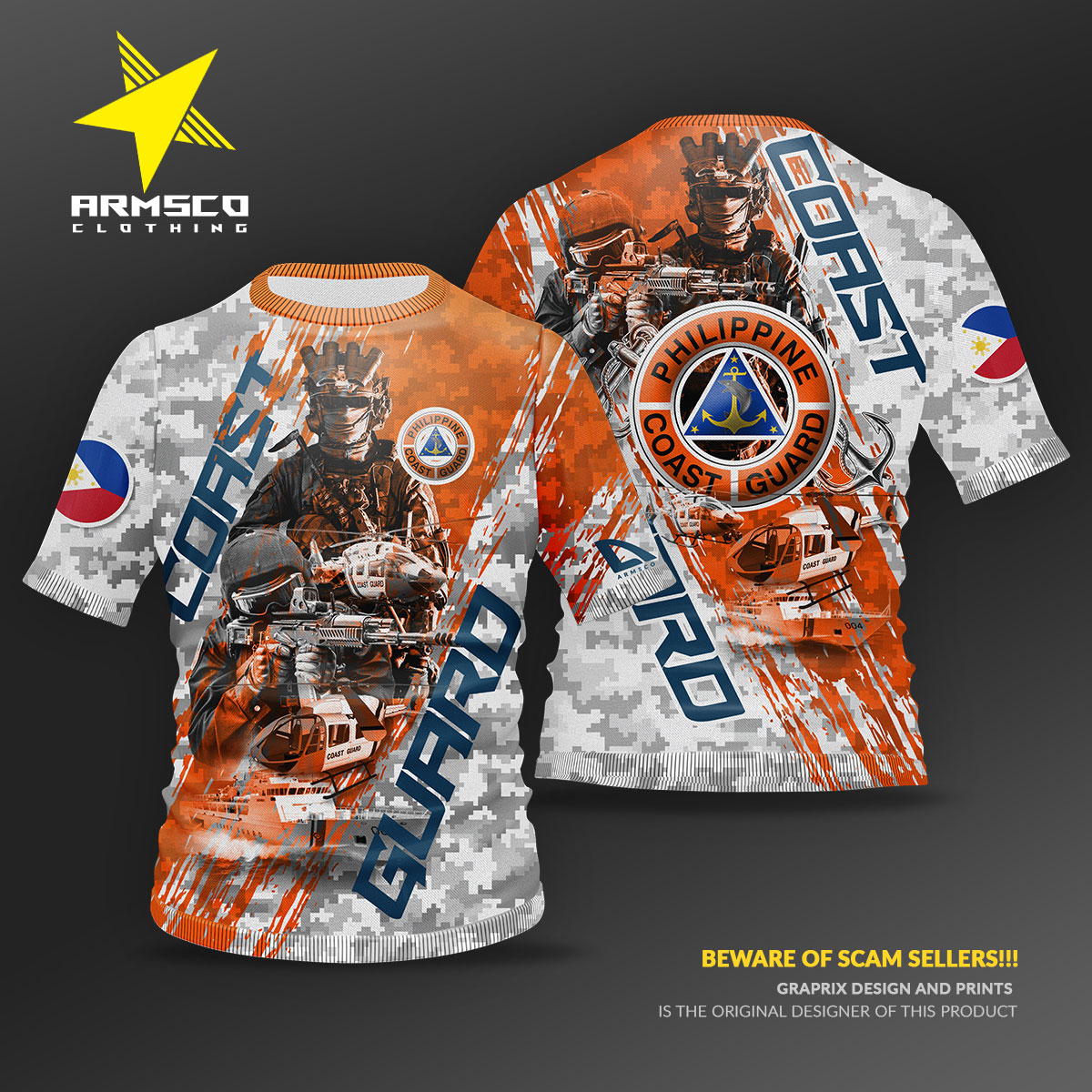 COAST GUARD in Command ArmsCo T-shirt Full Sublimation - PCG MENS and ...