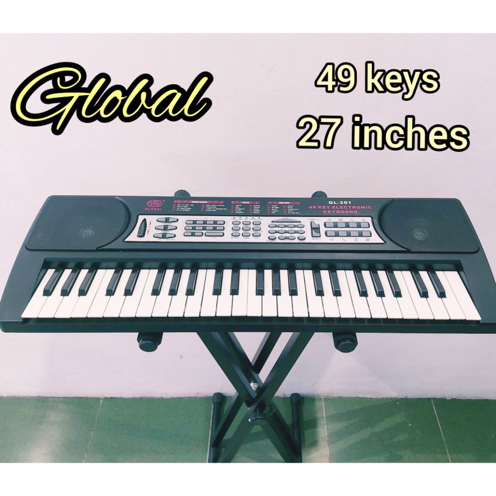 Global 49 Key Electronic Keyboard With 2 Hole Power Cable & Mini ...