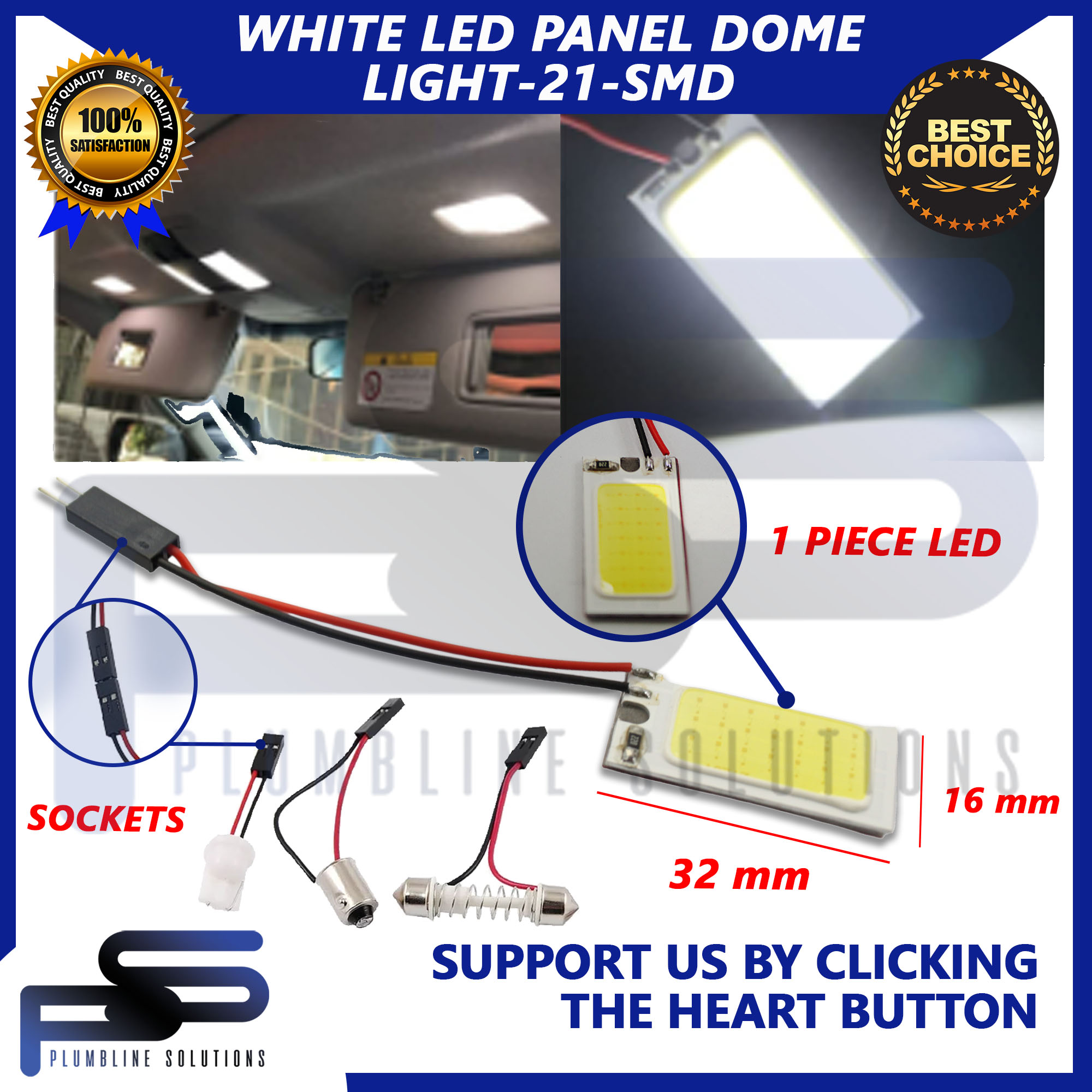 Car LED Panel Dome Light White Color 18 / 21 / 24 / 36 / 48 / LED ...