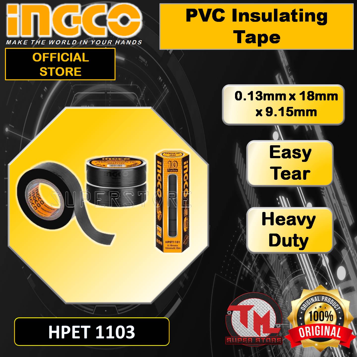 INGCO PVC Insulating Tape HPET 1103 (SOLD PER PIECE) • Tm ss | Lazada PH